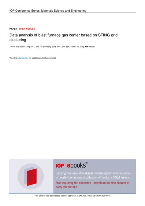 Pdf Data Analysis Of Blast Furnace Gas Center Based On Sting Grid