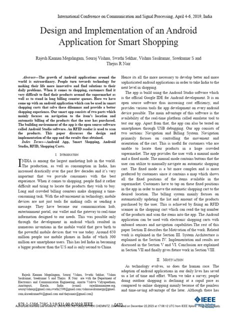 design and implementation of an android application for smart shopping