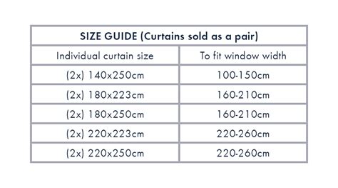 Standard Curtain Sizes Chart At Emma Gibney Blog