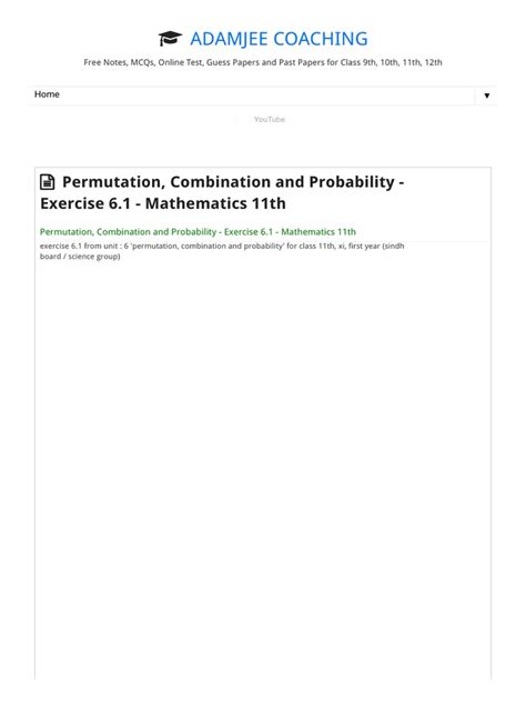 Permutation Combination And Probability Exe Pdf