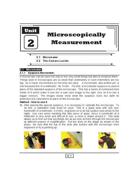 Microscopically Measurement Pdf Camera Microscope