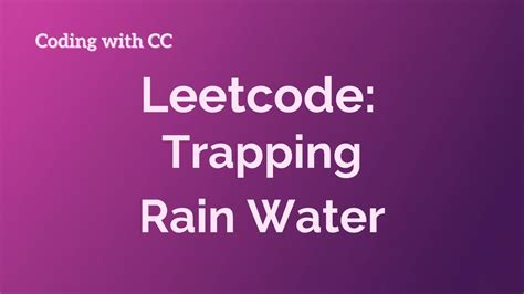 Trapping Rain Water Leetcode Java Youtube