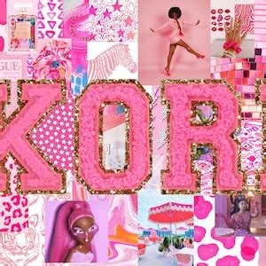 Custom Pink Preppy Monogram Desktop Wallpaper Collage Etsy