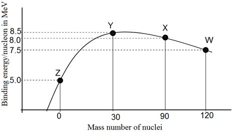 Binding Energy Per Nucleon Vs Mass Number Curve For Nuclei Is Shown In Fig W X Y And Z Are
