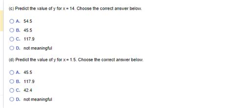 solved to predict the value of y for each of the given