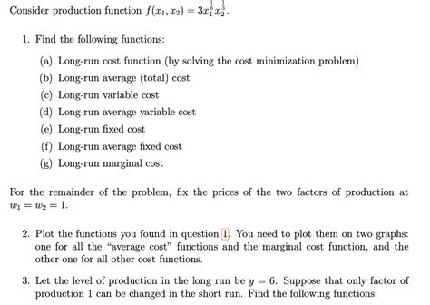 Solved Consider Production Function F X1 X2 32 M 1
