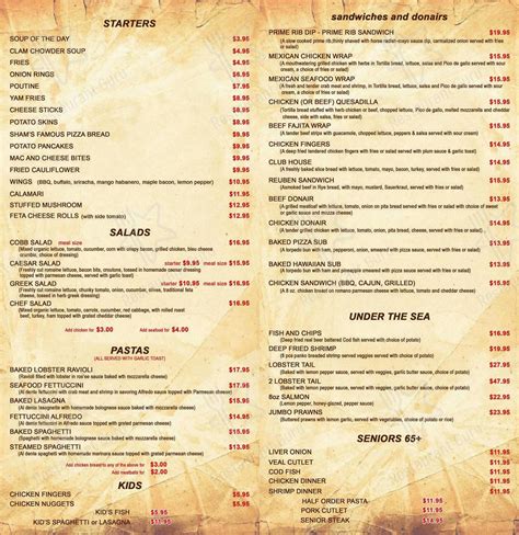 Menu At Gondolas Steak And Pizza Steakhouse Lamont