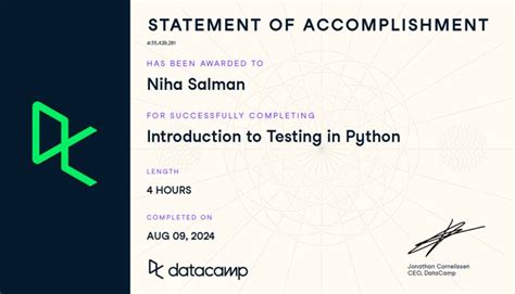 Completed Python Course By Datacamp Niha Salman Posted On The Topic
