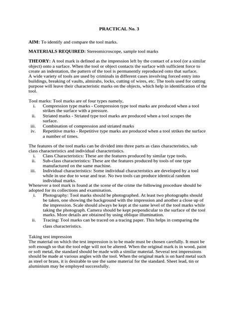 Tool Mark Identification And Comparison Pdf Applied And