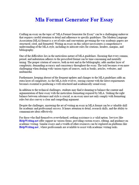 Mla Format Generator For Essay Pdf Essays Citation