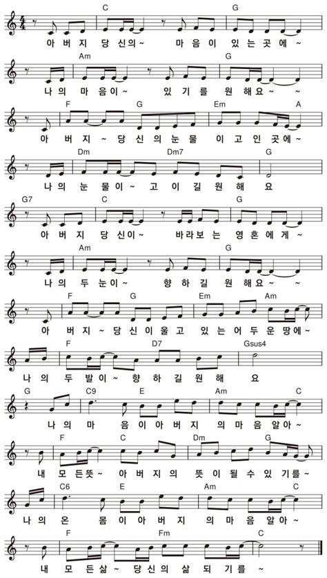 아버지 당신의 마음이 있는 곳에 C B Bb A G 네이버 블로그