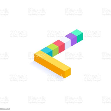 Letter L 아이소메트릭 컬러풀 큐브 3d 디자인 흰색 배경에 격리된 입체 문자 벡터 일러스트레이션 컴퓨터 글자에 대한 스톡