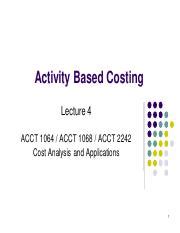 Unlocking Activity Based Costing Methods And Applications Course Hero