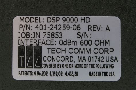 Technical Communication Corp Dsp 9000 Universal Radio Encryption Base Station