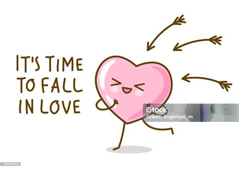가와이이 핑크 하트 이모티콘 흰색 배경에 고립 된 화살표에서 도망 발렌타인 데이 귀여운 디자인벡터 캐릭터 가공의 인물에 대한 스톡 벡터 아트 및 기타 이미지 Istock