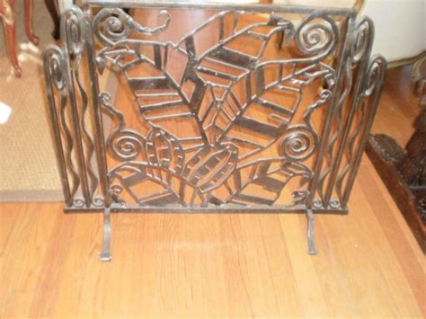 French Art Deco Fire Screen Attributed To Subes Vintage Metal Fire