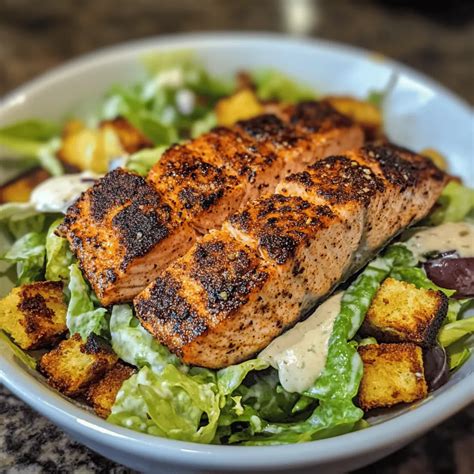 Easy Blackened Salmon Caesar Salad Irresistible Zesty Crunch