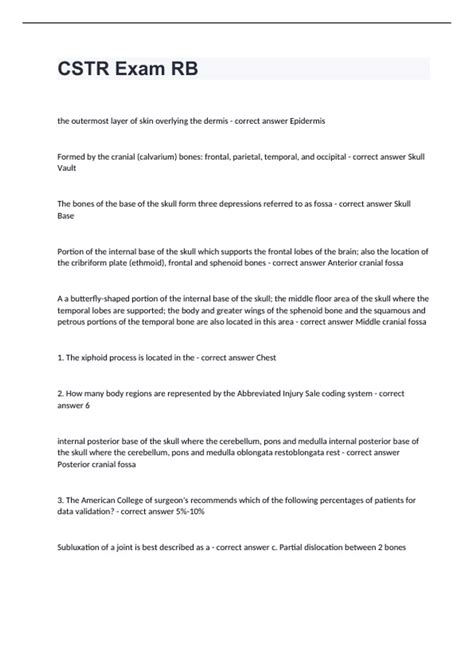 CSTR Exam RB Questions With Answers Graded A Cstr Stuvia US