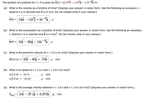 Solved The Position Of A Particle For T Is Given By R T Chegg