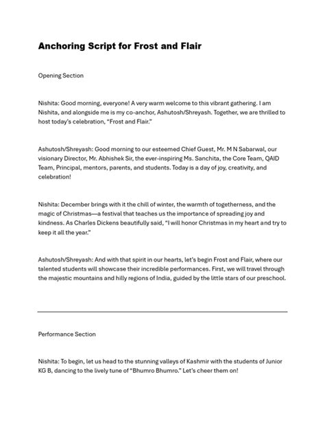Frost And Flair Script Draft 2 Pdf Performing Arts Entertainment