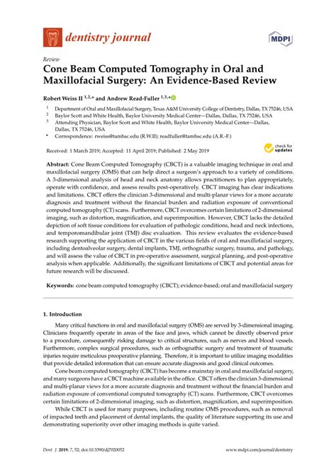 Pdf Cone Beam Computed Tomography In Oral And Maxillofacial Surgery An Evidence Based Review