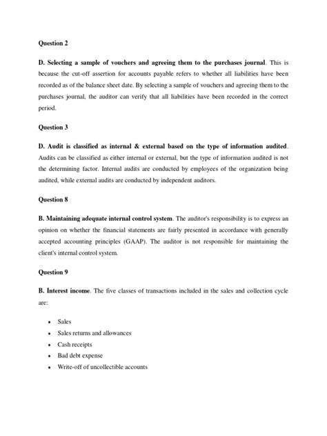Audit Answers Pdf Audit Business