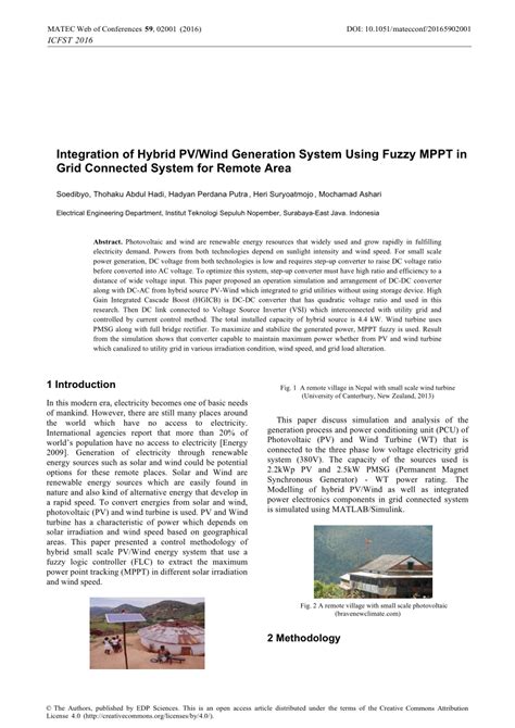 Pdf Integration Of Hybrid Pvwind Generation System Using Fuzzy Mppt