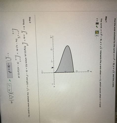 solved find the area enclosed by the curve x 3t y vt and