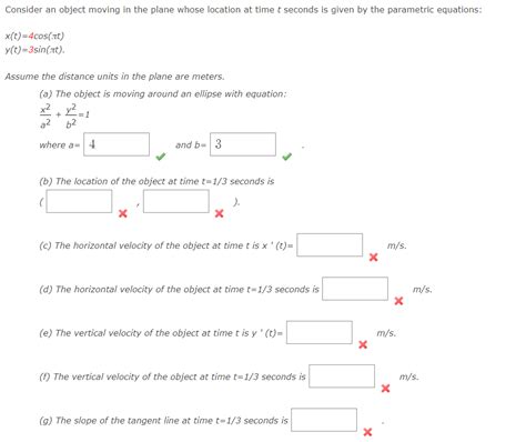 Solved Consider An Object Moving In The Plane Whose Location