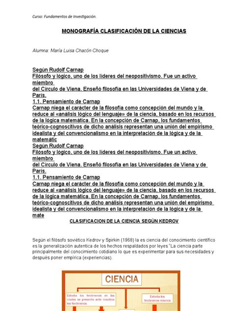 Monografia Clasificacion De La Ciencia Pdf Science Matemáticas