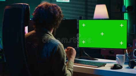 It Specialist Programming Sentient Ai With Mockup Computer Stock