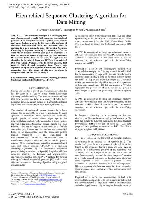 pdf hierarchical sequence clustering algorithm for data mining dr