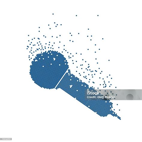 흰색 바탕에 입자 마이크 추상 단일 개체 고립 된 픽셀 마이크입니다 벡터 일러스트 레이 션 라이브 스트리밍에 대한 스톡 벡터 아트 및 기타 이미지 Istock
