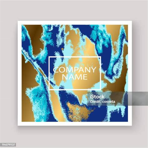 해군 파란 대리석 호화 스러운 짜임새 페인트 예술적 결혼식 초대장 디자인 황금 배경 벡터 일러스트 레이 션에 장식 스플래시