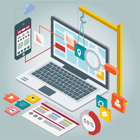 Isometric 3d Web Design Object Illustrations ~ Creative Market