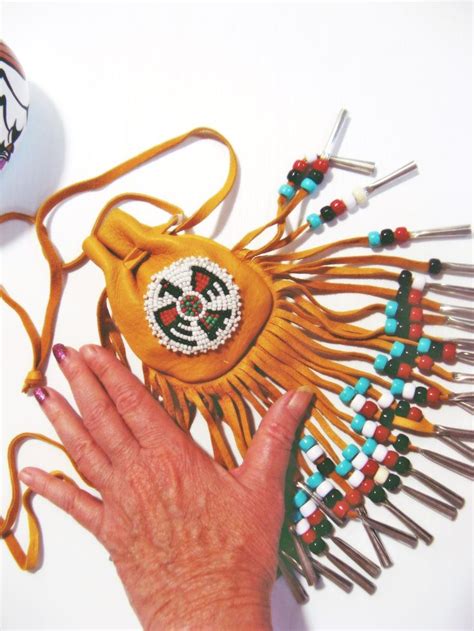 Handmade Leather Medicine Bag Beaded Fringe Prayer Pouch Sacred Crystal Protector Etsy