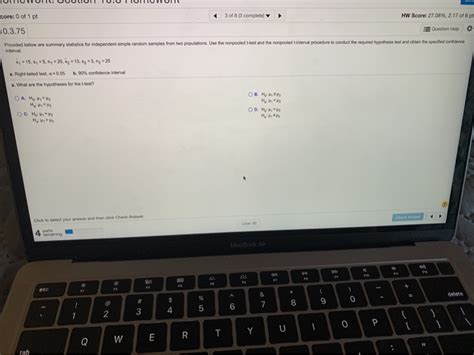 solved 2 find the t statistic3 find the critcal values4