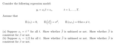 Solved Consider The Following Regression