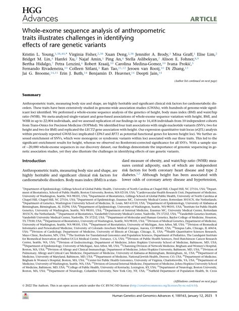 Pdf Whole Exome Sequence Analysis Of Anthropometric Traits Illustrates Challenges In