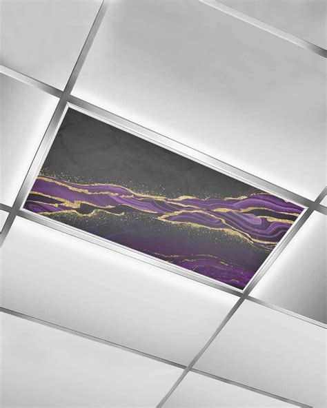 Marble Black Fluorescent Light Covers For Ceiling Lights 4x2 Feet 1