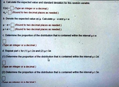 Calculale The Expecled Value And Standard Deviaton For His Random
