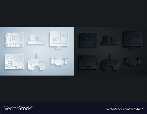 Set Remote Control Printed Circuit Board Pcb Vector Image