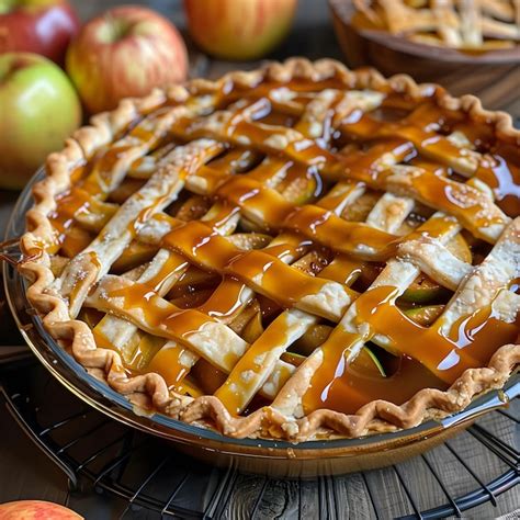 A Pie With Apples And Apples On A Table Premium Ai Generated Image