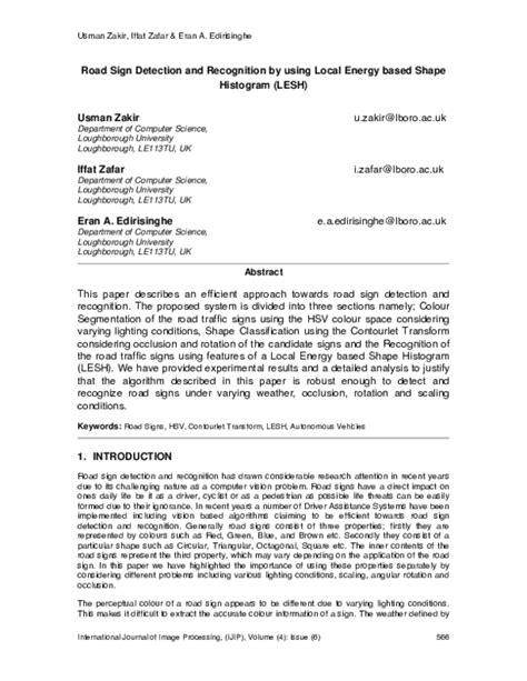 Pdf Road Sign Detection And Recognition By Using Local Energy Based Shape Histogram Lesh