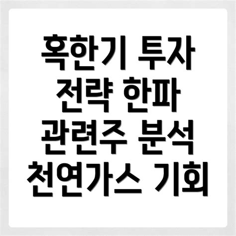혹한기에 빛나는 투자 기회 한파 관련주와 천연가스 에너지 회사 분석