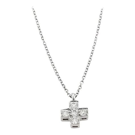 Tiffany And Co Platinum Diamond Cruciform Cross Pendant Necklace For