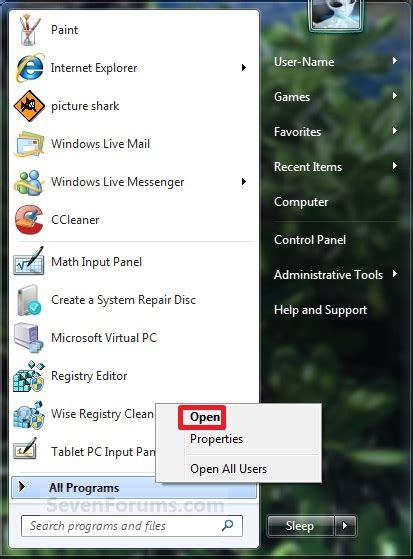 Start Menu All Programs In Windows 7 Restore Default Shortcuts Tutorials