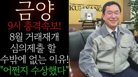 🔵 금양 9시 충격속보 8월 거래재개 심의제출 할수밖에 없는 진짜이유 어쩐지 수상했다 내부자료 공개합니다 당황하지 마시고 무조건 이렇게 대응하세요 금양목표가 금양
