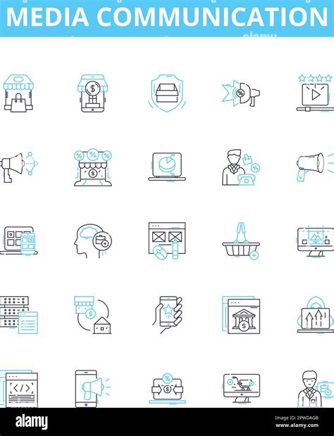 Media Communication Vector Line Icons Set Media Communication Broadcasting Journalism
