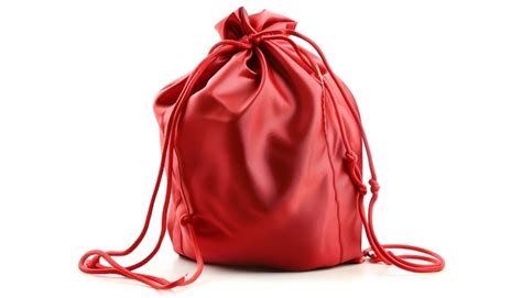One Red Drawstring Bag Isolated On White Background Premium Ai